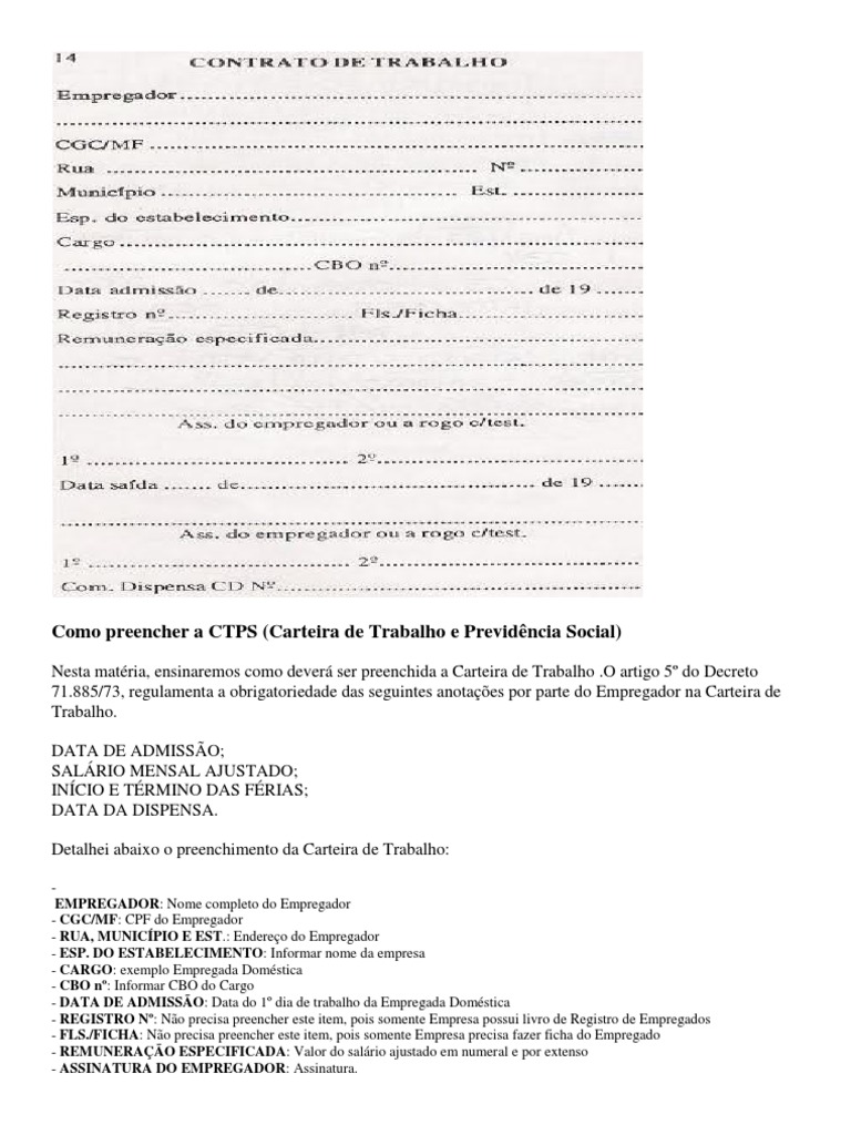 Como Preencher A CTPS | PDF