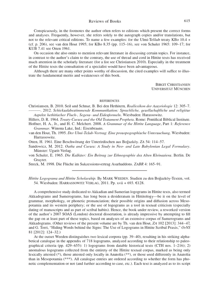 Review of Weeden M Hittite Logograms And | PDF | Writing | Ancient Near ...