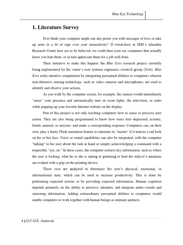 Blue Eye Technology | PDF | Analog To Digital Converter | Perception