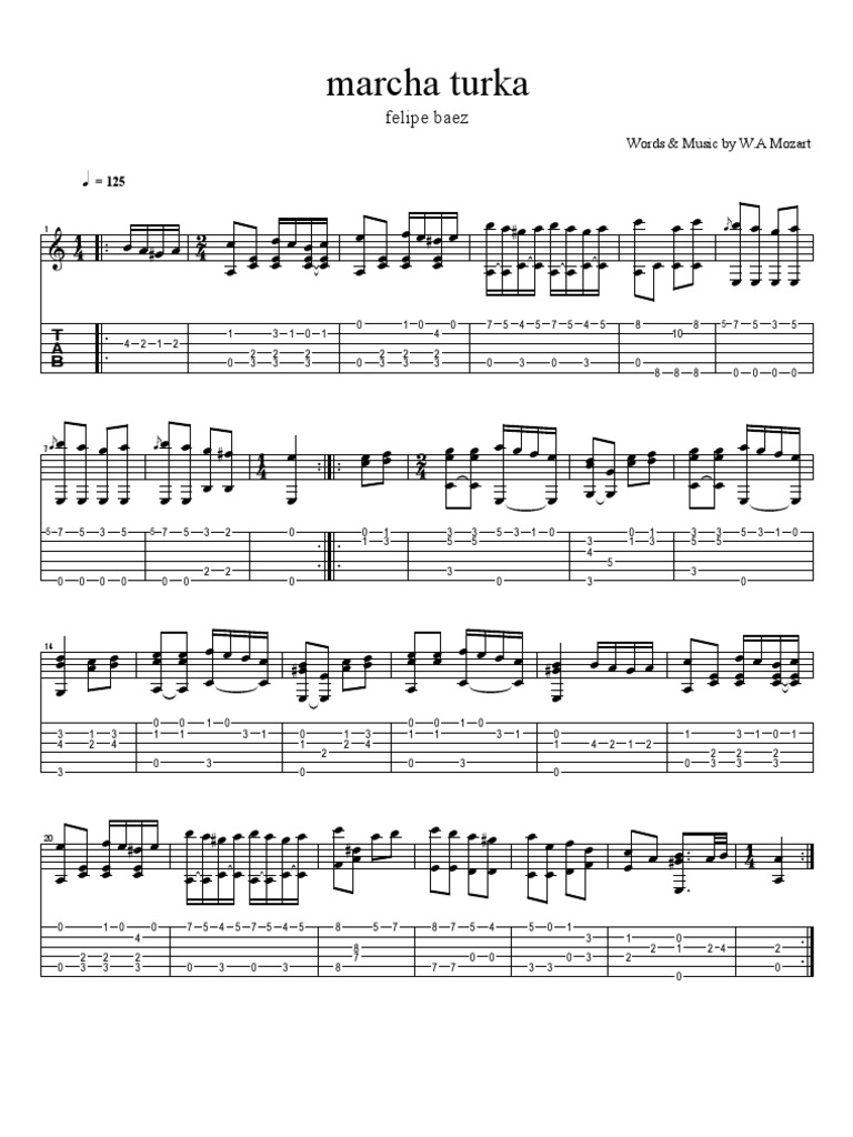 Partitura de la Marcha Turca de Mozart | PDF