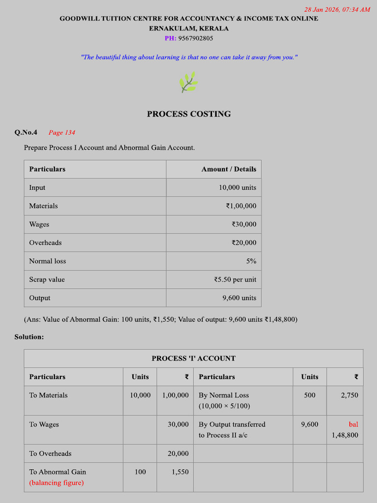 Process Costing – Normal Loss, Abnormal Loss and Abnormal Gain – Dr ...
