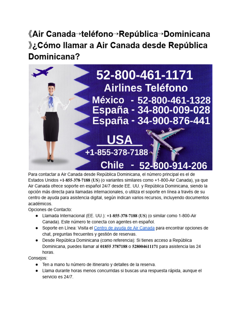 《Air Canada⇢teléfono⇢República⇢Dominicana》¿Air Canada República ...