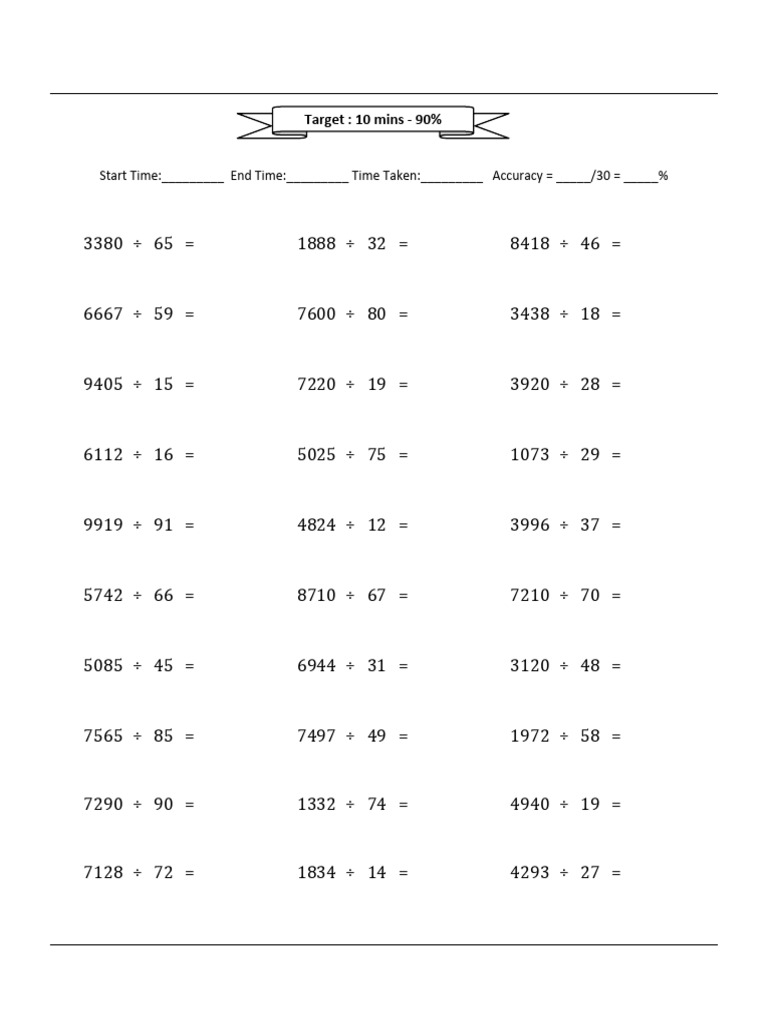 Grade 04 Division 30 Horizontal 4d 2d 03 | PDF | Division (Mathematics) | Elementary Mathematics