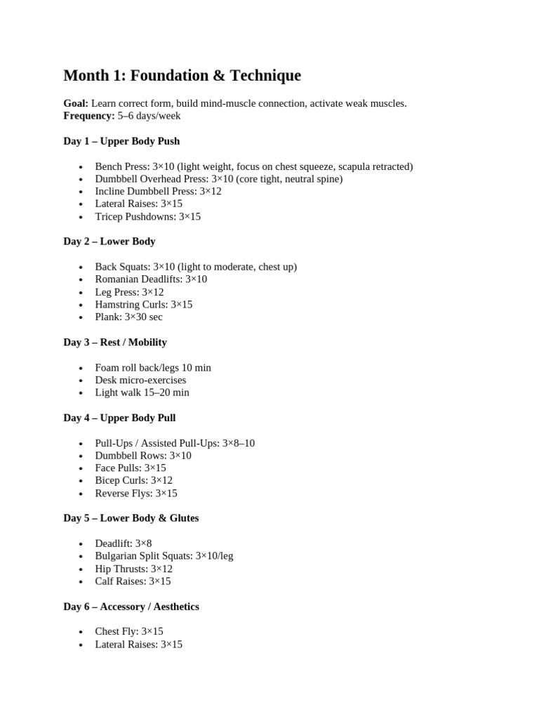 Progressive 6-Month Bulking Gym Plan | PDF | Strength Training | Weight ...