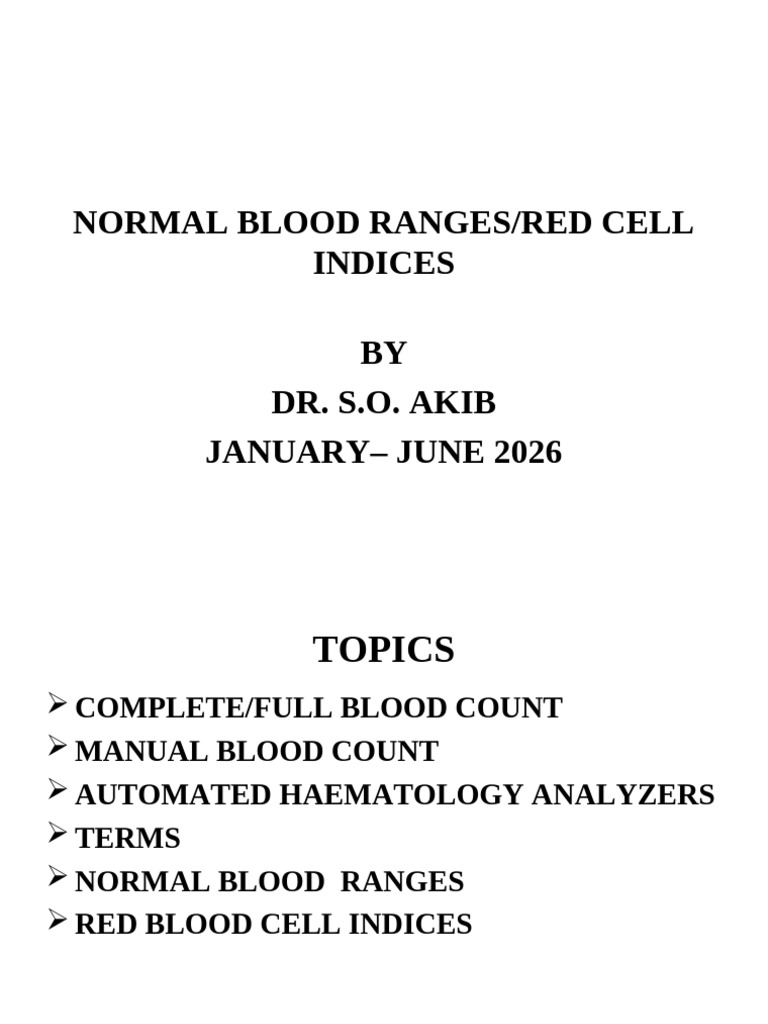 206 Normal Blood Ranges and Red Cell Indices 1 | PDF | Blood | Medical ...
