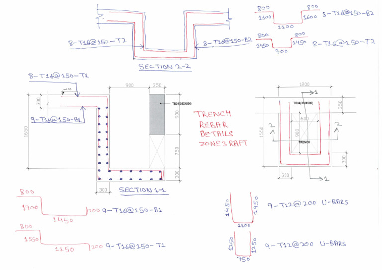 Trench Rebar Details Zone 3 Raft | PDF