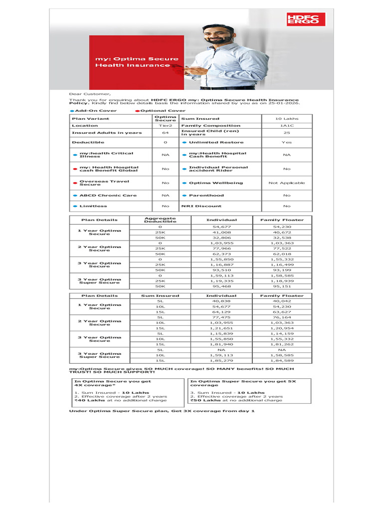Quotation for Optima Secure-13 | PDF | Financial Services | Insurance
