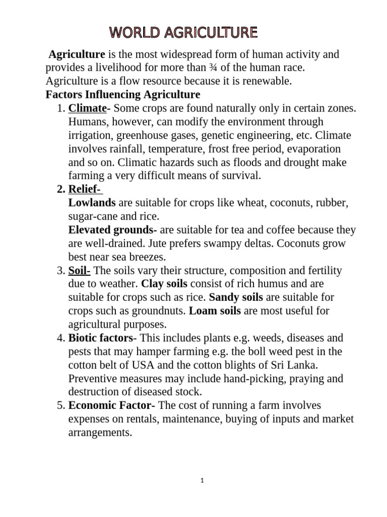 World Agriculture | PDF | Agriculture | Soil