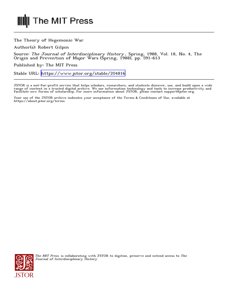 Gilpin-Theory of Hegemonic War | PDF | Sparta | Peloponnesian War