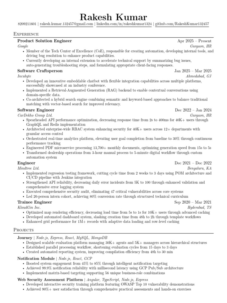 Rakesh Kumar Resume | PDF | Information Technology Management ...