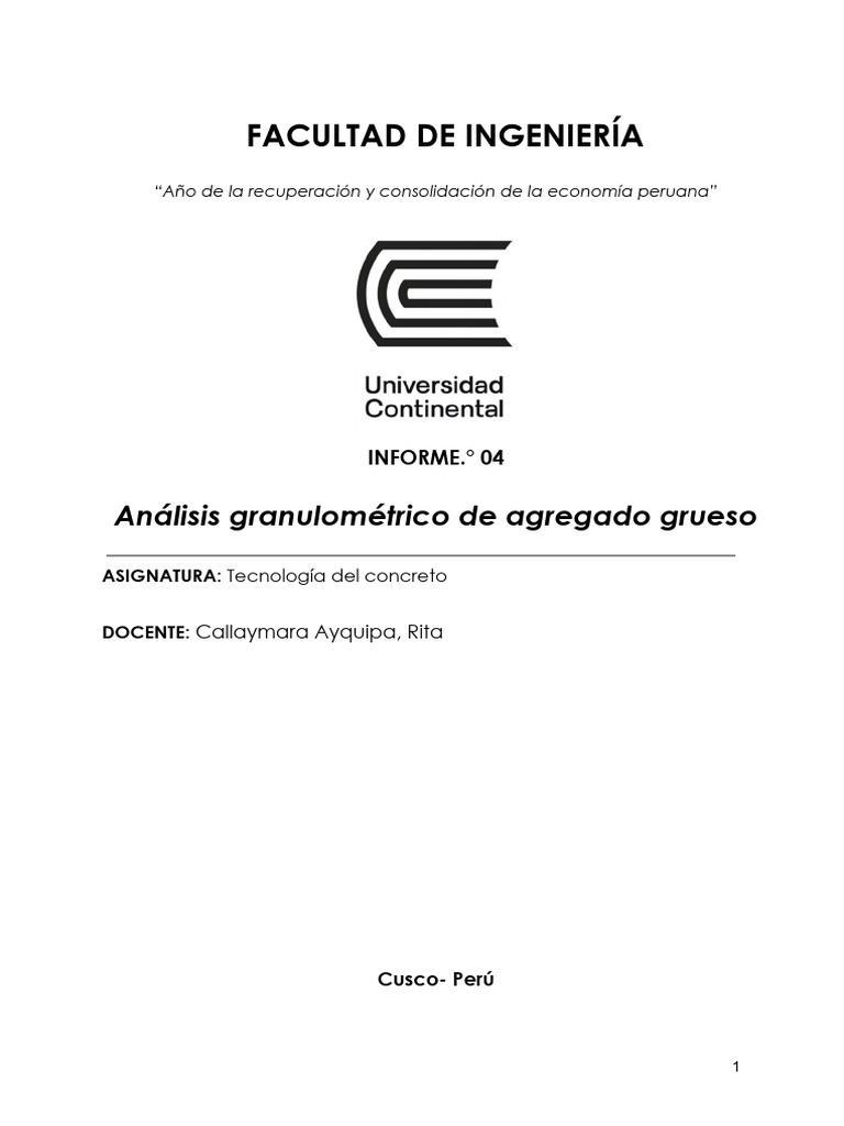 04 GRANULOMETRÍA DEL AGREGADO GRUESO | PDF | Hormigón | Materiales de ...
