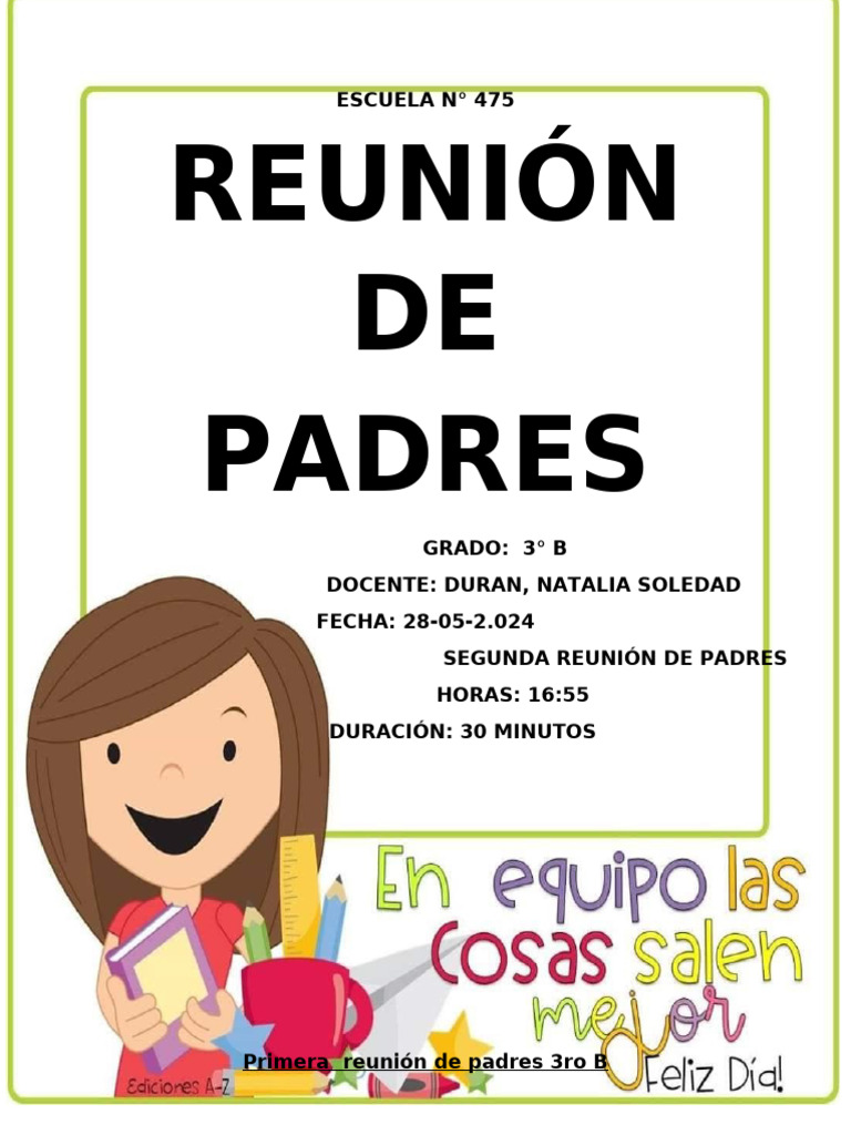 2da Reunion de Padres 3ro B | PDF