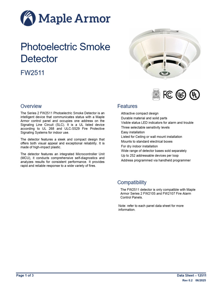 DOC-12511 Photoelectric Smoke Detector | PDF | Microcontroller | Light ...