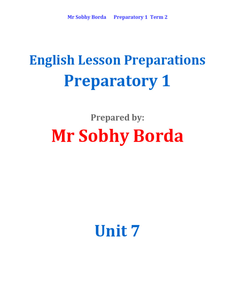 Prep One T2 Preparation Mr Sobhy Borda | PDF | Part Of Speech | Verb