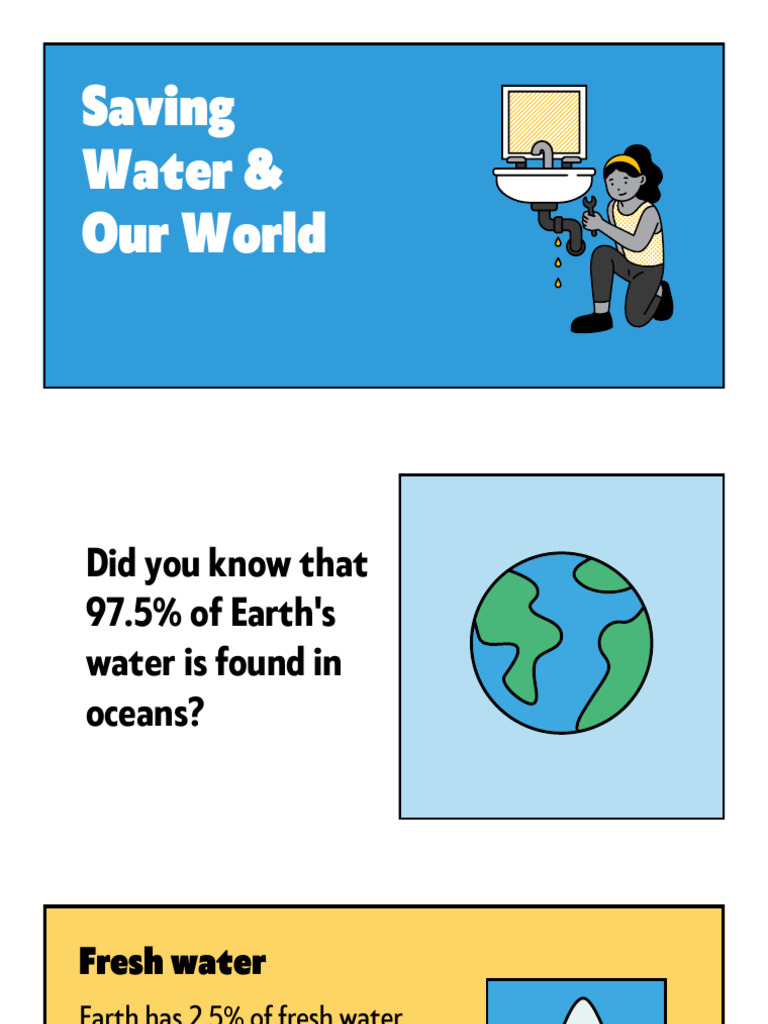 Blue Yellow Saving Water & Our World Classroom Presentation | PDF