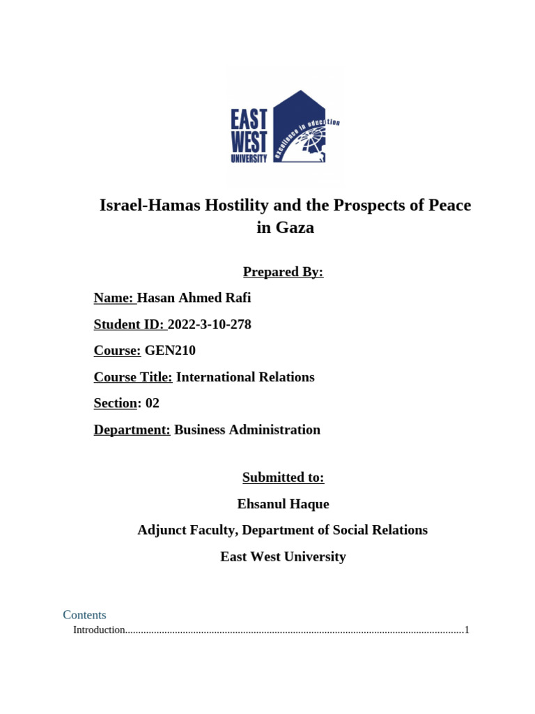 Israel-Hamas Hostility by RAFI | PDF | Gaza Strip | International Relations