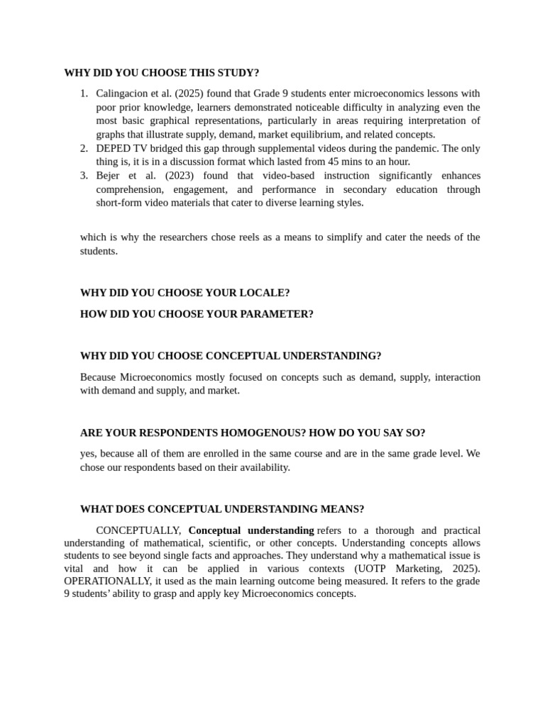 Why Did You Choose This Study | PDF | Learning | Microeconomics