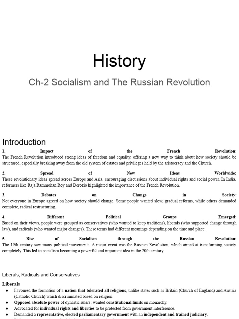 G9 - History - Ch2 Socialism and The Russian Revolution | PDF ...