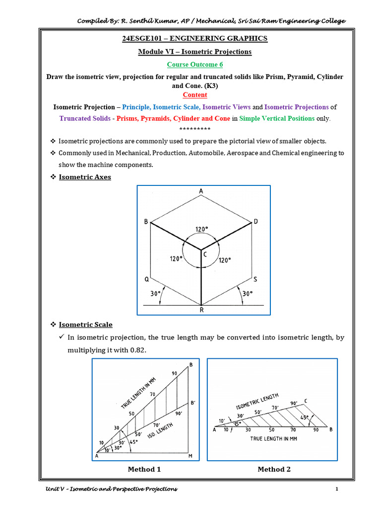 EG - 24ESGE101 - Module VI - Isometric Projections | PDF | Geometry ...