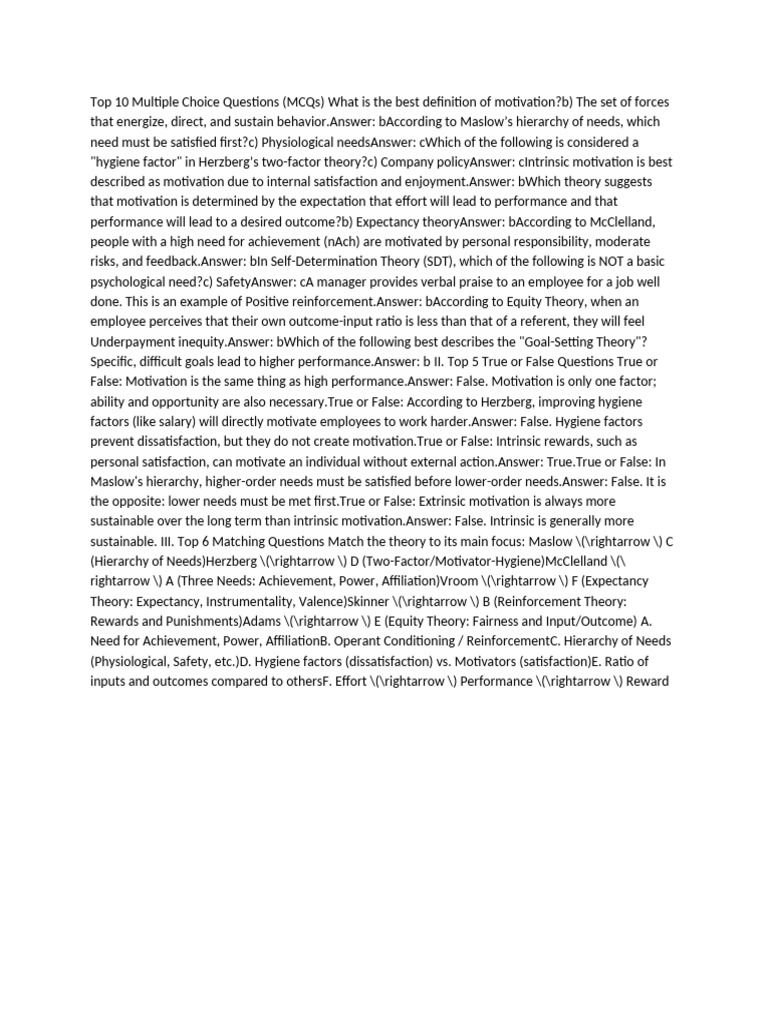 Form of Test Google | PDF | Motivational | Motivation