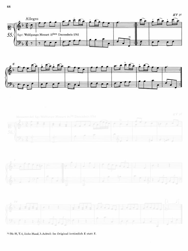 Complete Score (Scan) - Allegro in F Major, K.1c (Mozart) | PDF