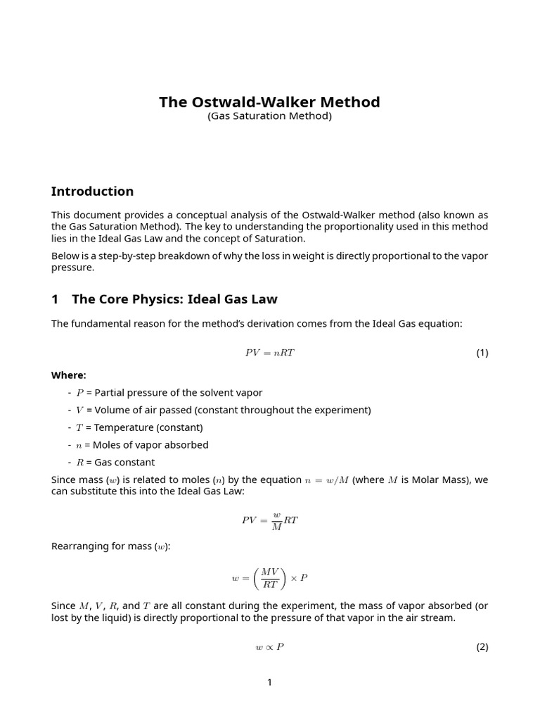 The Ostwald-Walker Method | PDF | Gases | Physical Chemistry