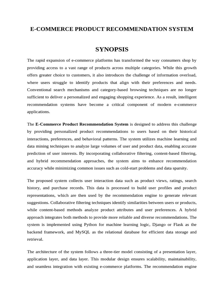 Ecommerce Product Recommendation System Final Draft | PDF | World Wide ...