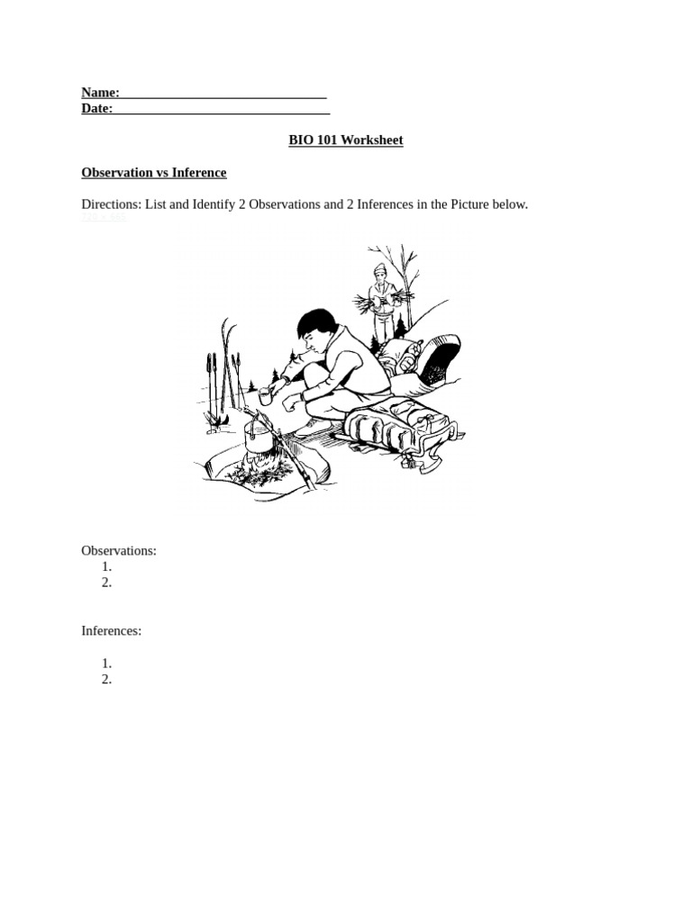 Name: - Date: - BIO 101 Worksheet Observation Vs Inference | PDF