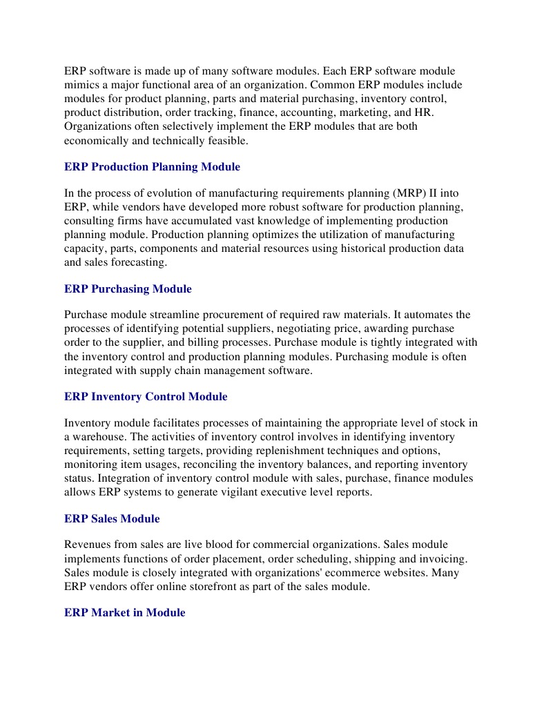 ERP Production Planning Module | PDF | Enterprise Resource Planning ...