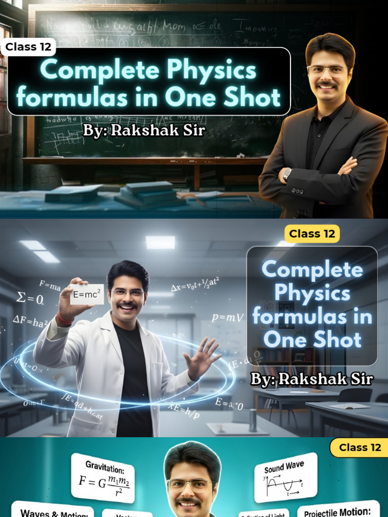 Class 12 - Complete Physics Formulas in One Shot - Rakshak Sir | PDF ...