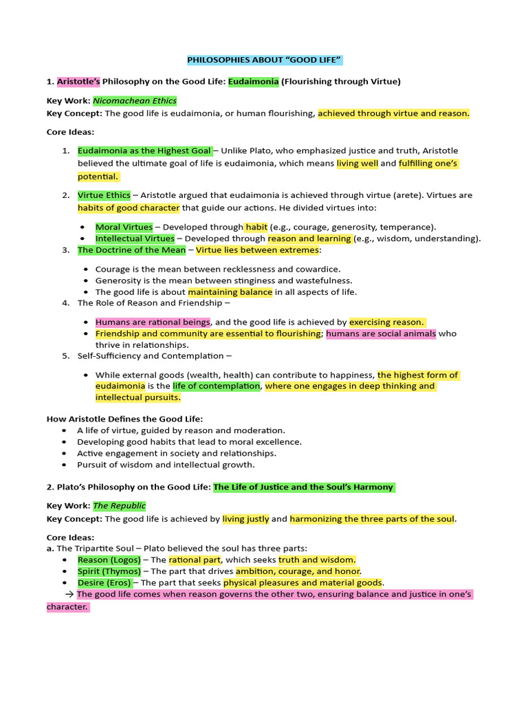Module 2 Lesson 3 Different Philosophies About Good Life | PDF | Virtue ...