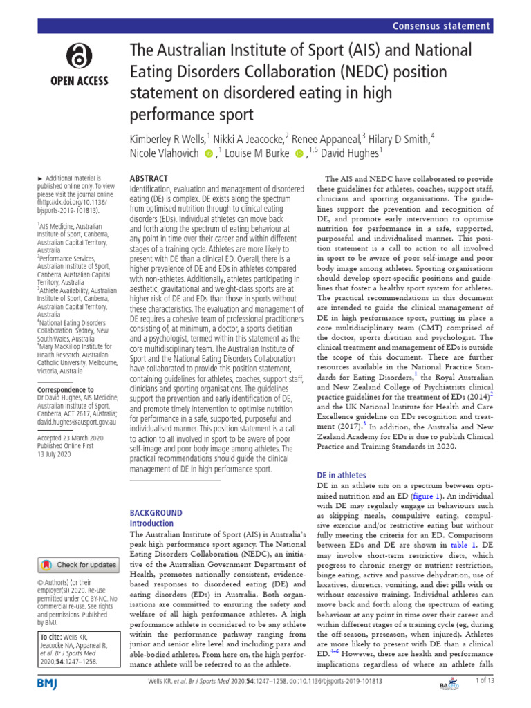 (2012) the Australian Institute of Sport (AIS) and National Eating ...