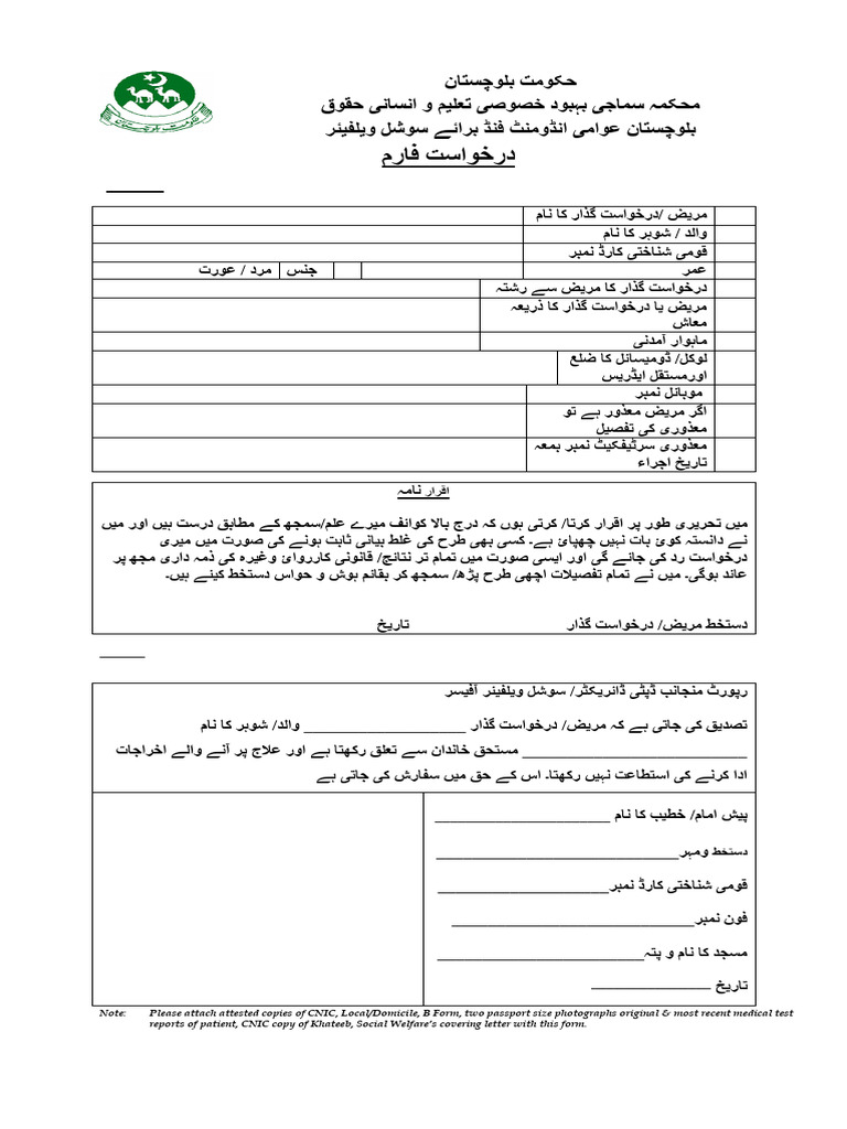 BAEF Urdu Application Form Latest | PDF