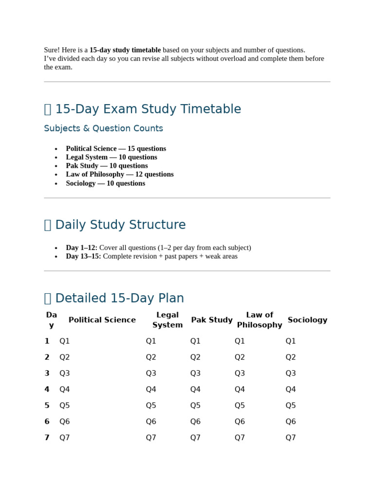 Time Table | PDF