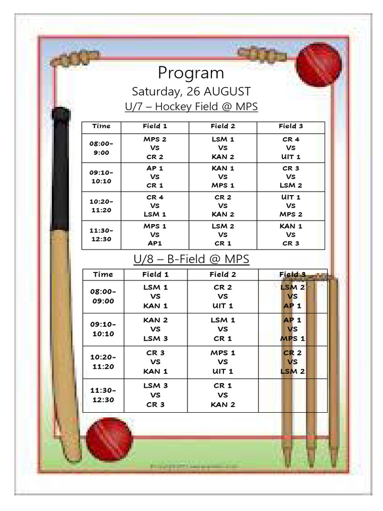 Mini Cricket - Program 2023 | PDF