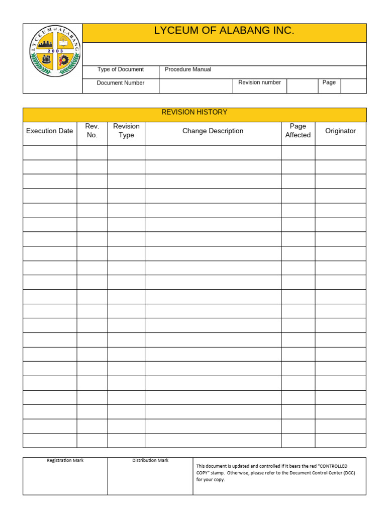 LOA PM V2025 Procedure Manual Template | PDF