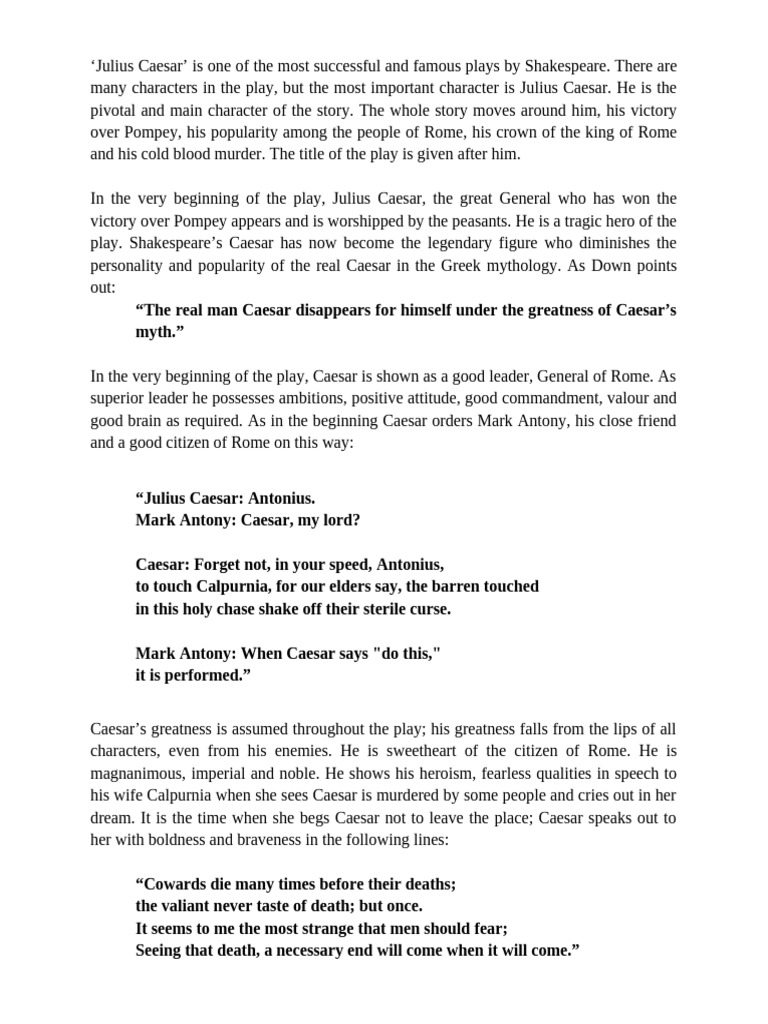 Caesar As A Tragic Hero | PDF | Mark Antony | Julius Caesar