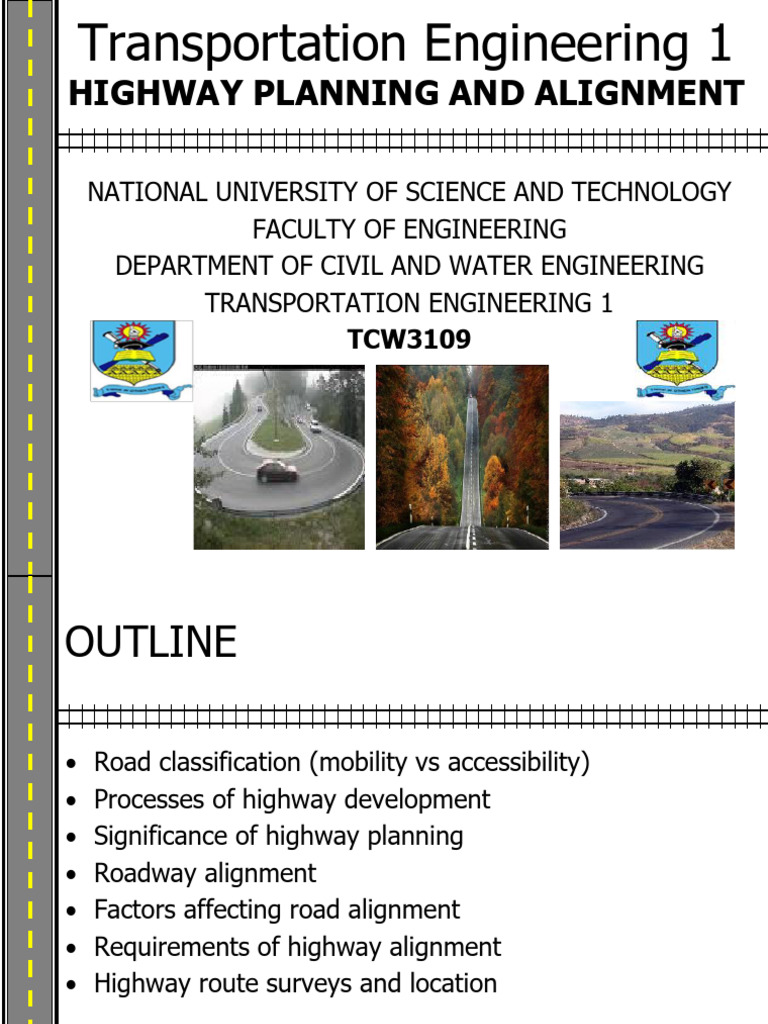 1. Highway Planning and Alignment | PDF | Road | Highway