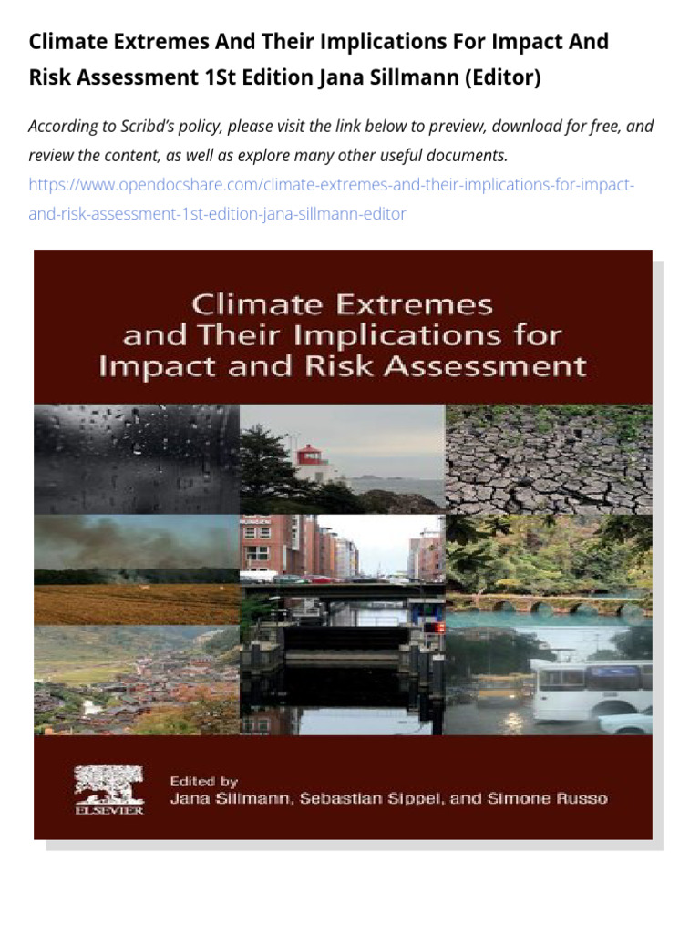 Climate Extremes and Their Implications for Impact and Risk Assessment ...
