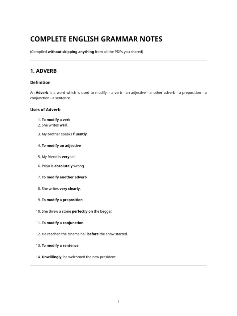 Complete English Grammar Notes (From All Shared PDFS) | PDF ...