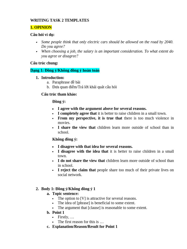 Writing Task 2 Templates | PDF | Reason