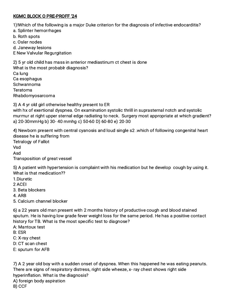 Kgmc Pre-proff Block o _24 | PDF | Heart Valve | Clinical Medicine