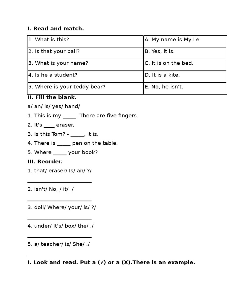 I. Read and Match | PDF