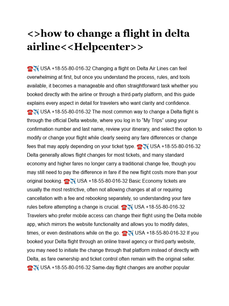 How To Change A Flight in Delta Airline.1 | PDF | Delta Air Lines