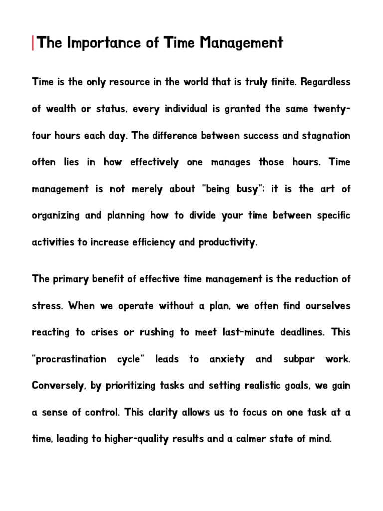 The Importance of Time Management | PDF