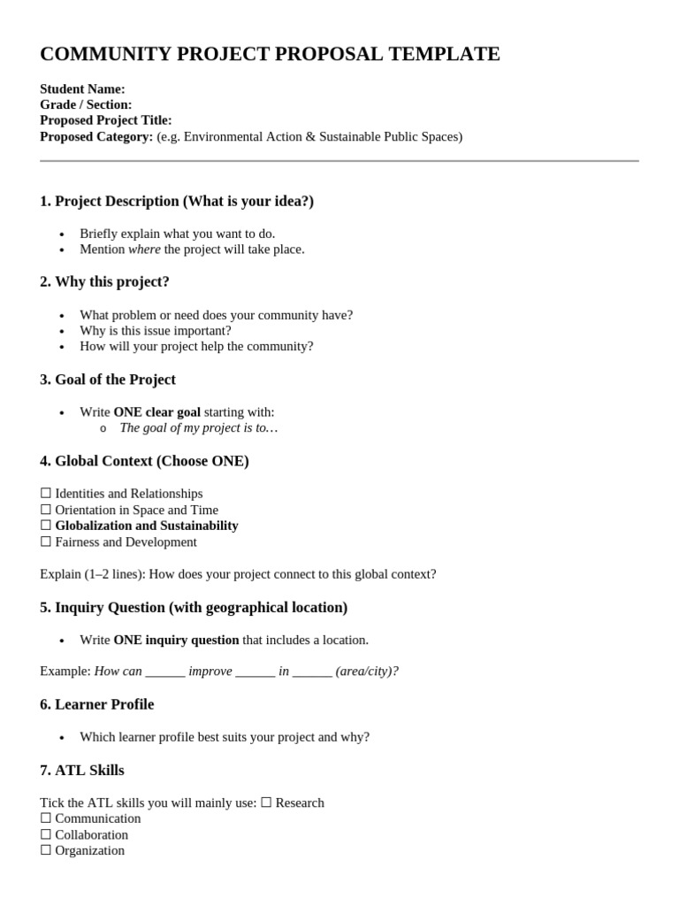 Community Project Proposal Template | PDF | Well Being | Community