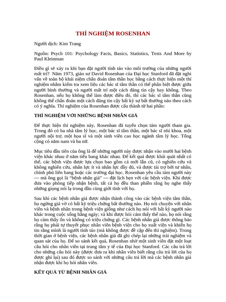 THÍ NGHIỆM ROSENHAN | PDF