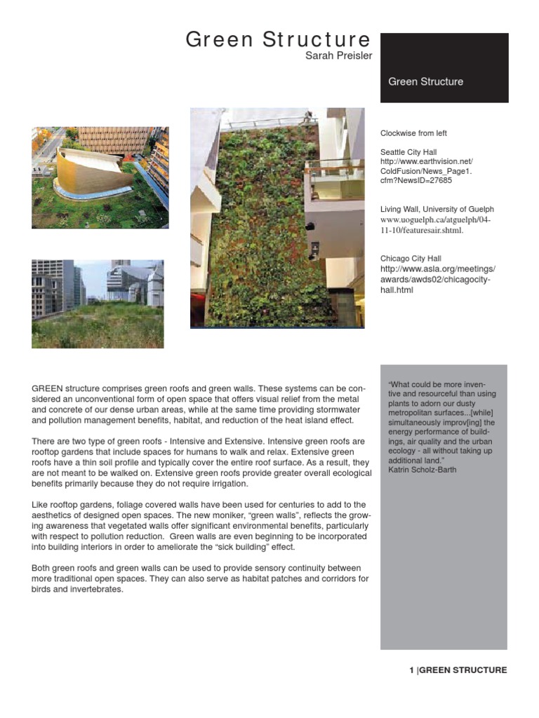 Benefits of Green Roofs and Walls | PDF | Roof | Stormwater