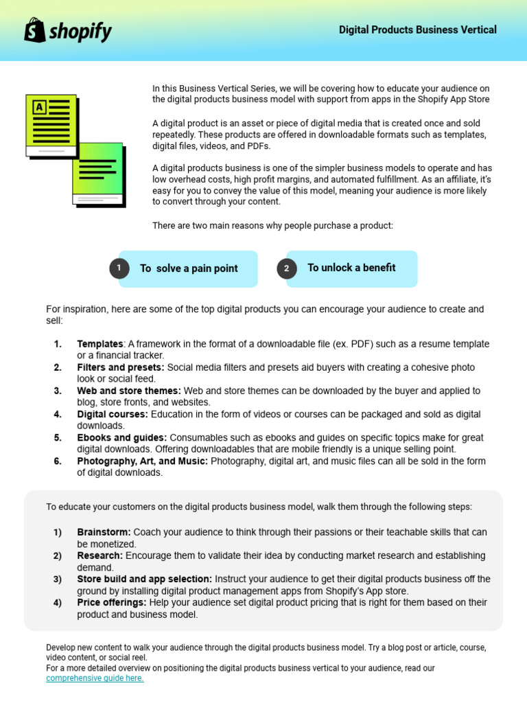 Digital Products Business Model 1pager | PDF | Business Model