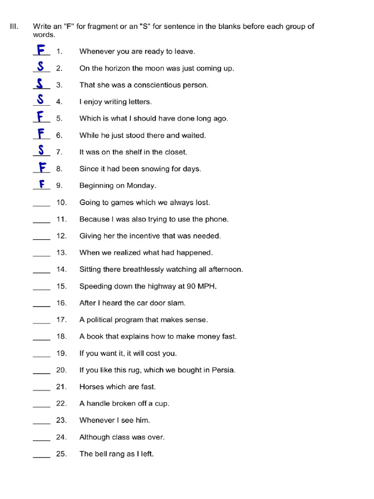 Problem Sentences | PDF